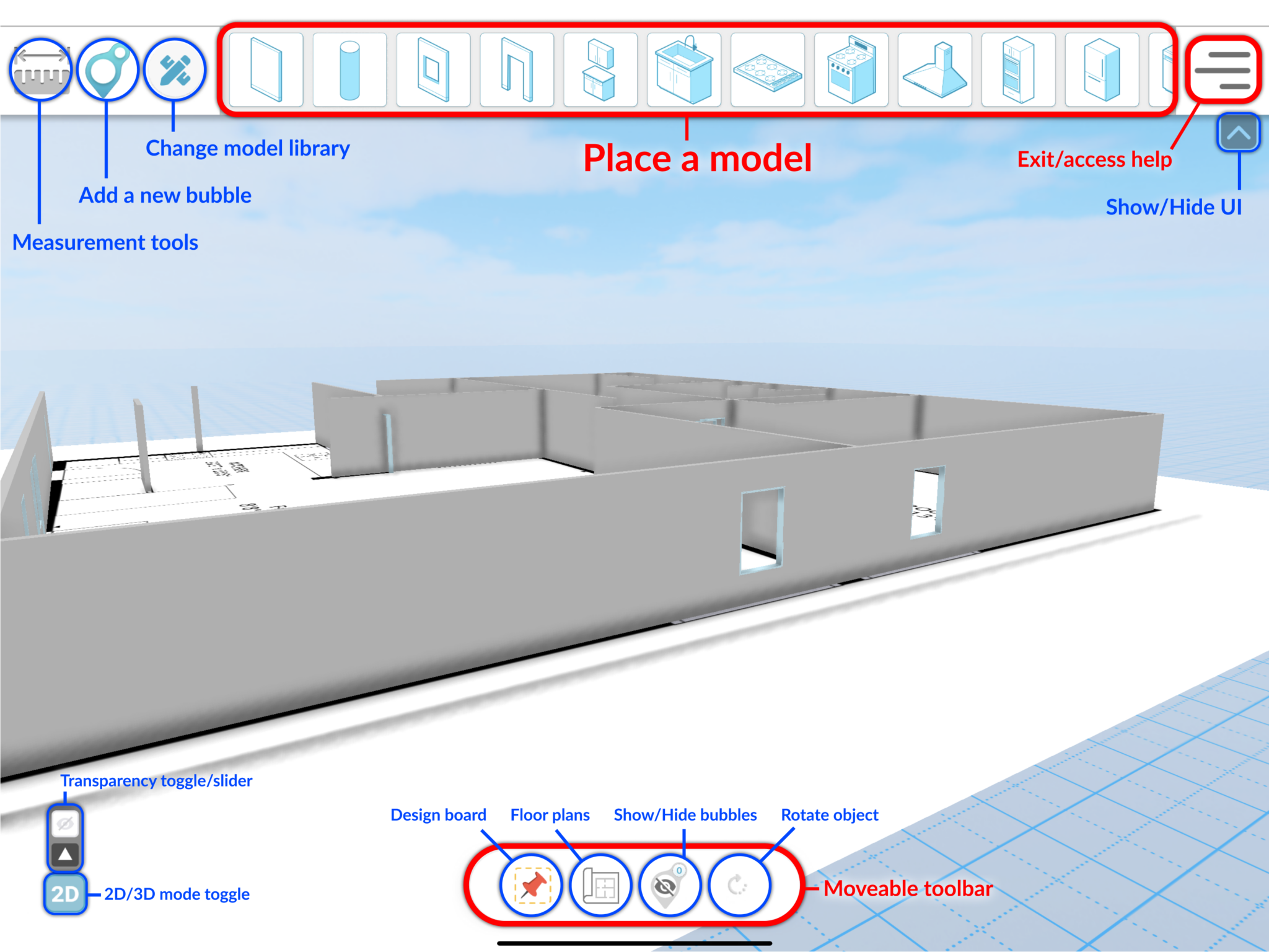 User interface walkthrough – Design with Bubbles